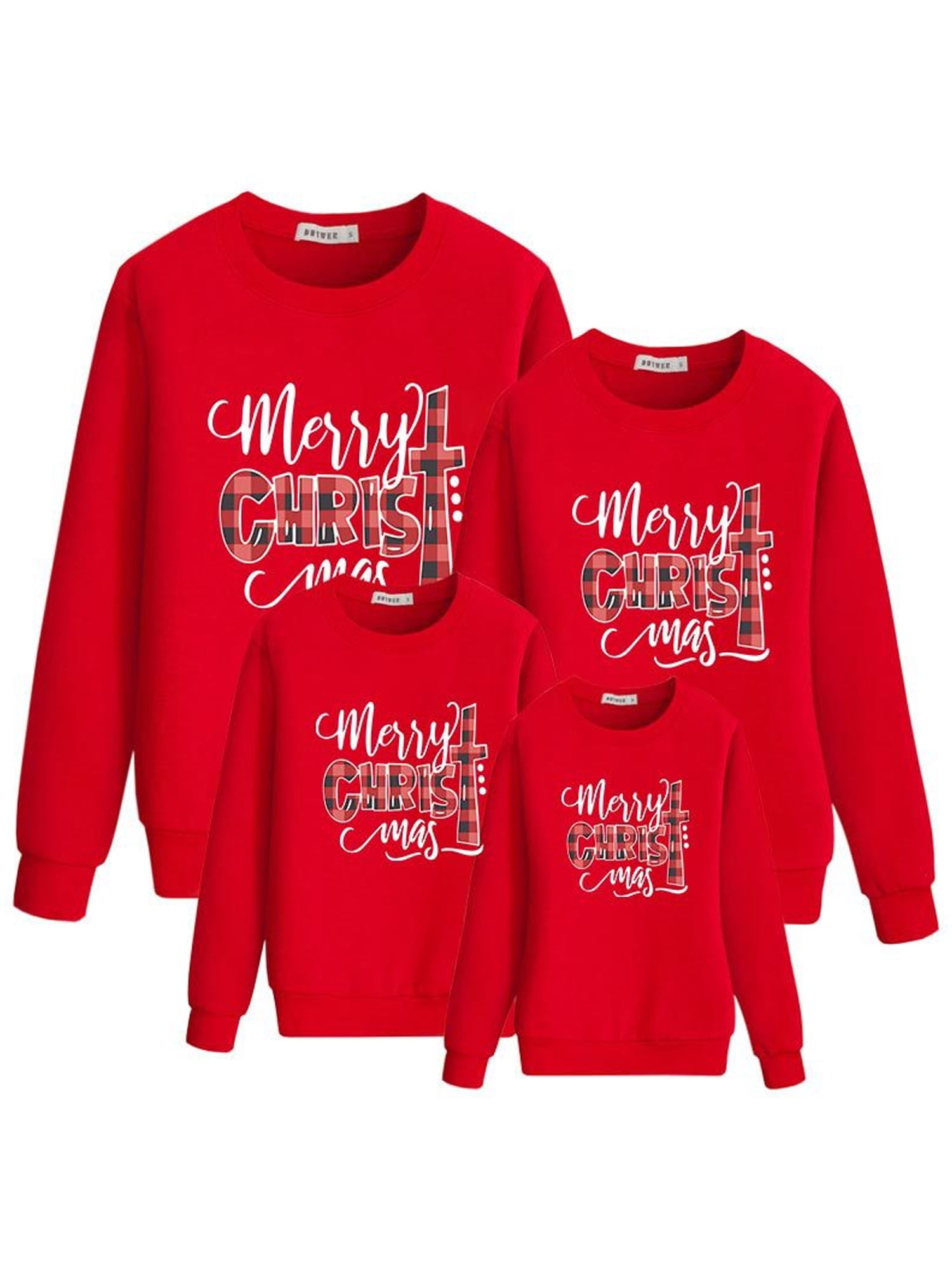 Merry Christmas Matching Family Sweaters Christmas Tree Letter Long ...