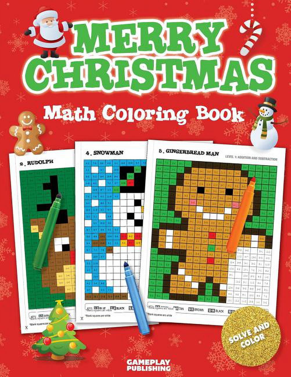 Merry Christmas Math Coloring Book : Pixel Art For Kids: Addition ...