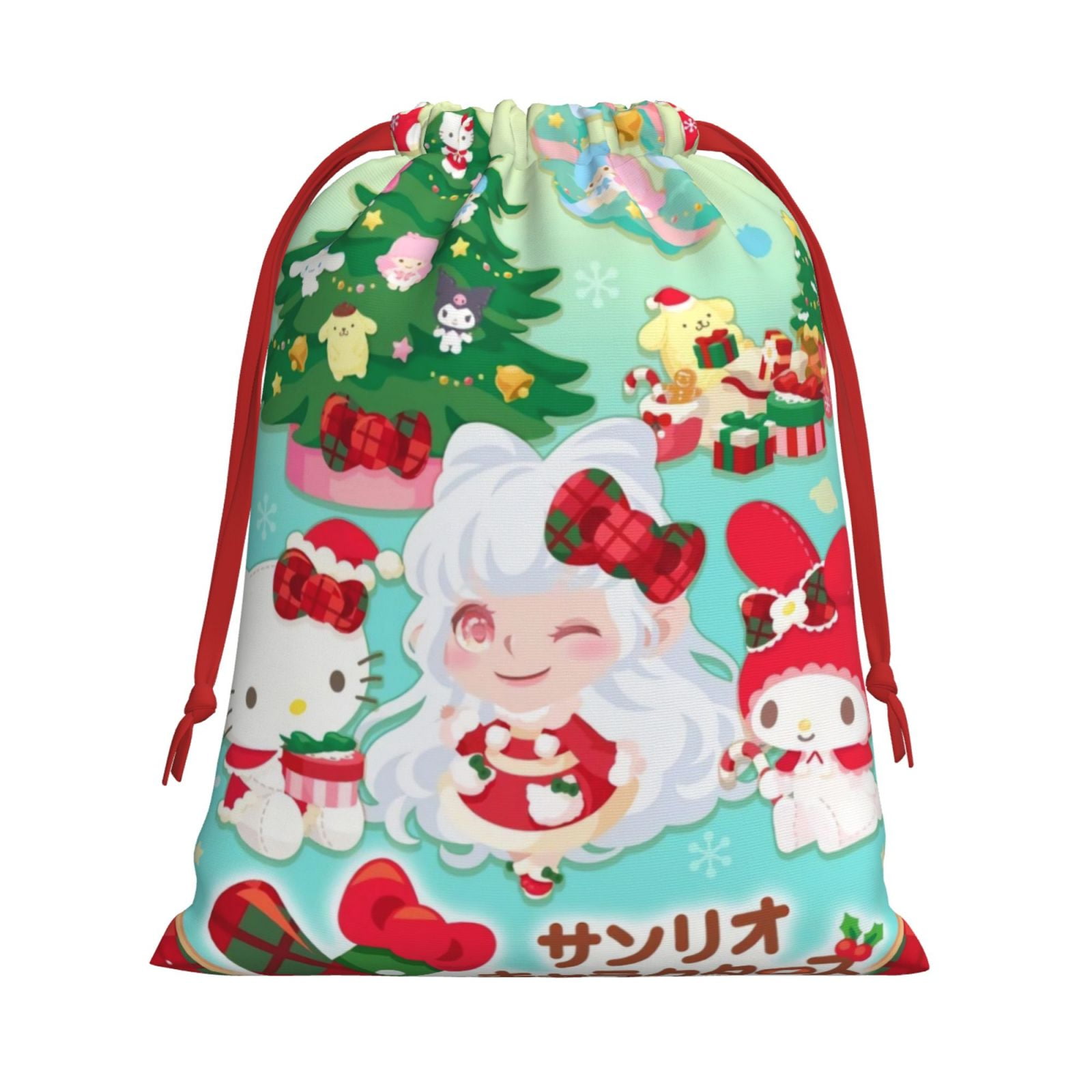 Merry Christmas Melody Hello-Kitty Drawstring Bag For Kids Adults Gifts ...