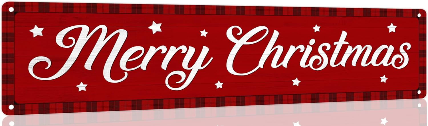 Merry Christmas Metal Tin Sign Christmas Plaque Sign Vintage Wall ...