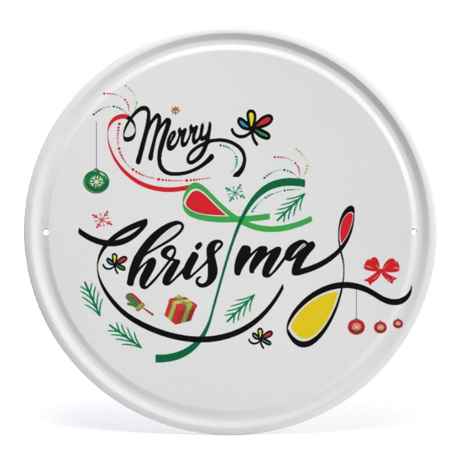 Merry Christmas Metal Tin Sign Retro Style Round Tin Sign Christmas ...
