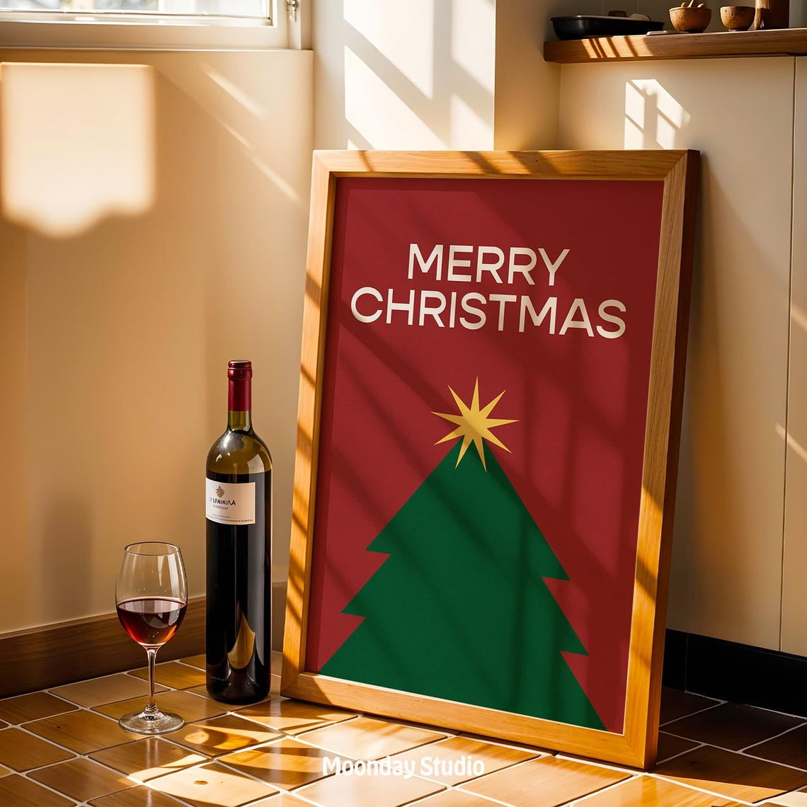 Merry Christmas, Mid Century Modern Winter Holiday Decor, Minimalist ...