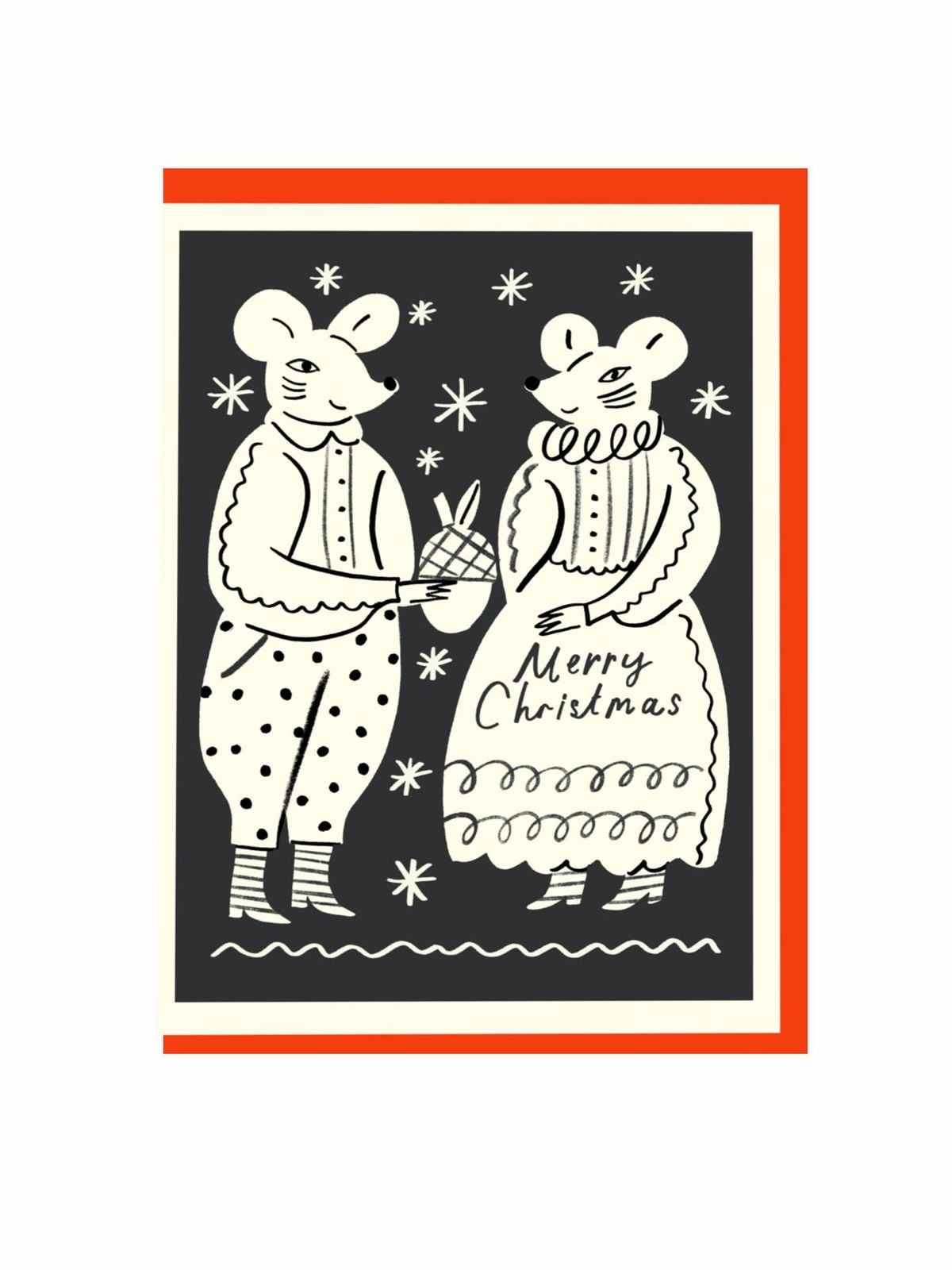 Merry Christmas Mouse Card – Charming Winter Design Featuring Two Mice ...