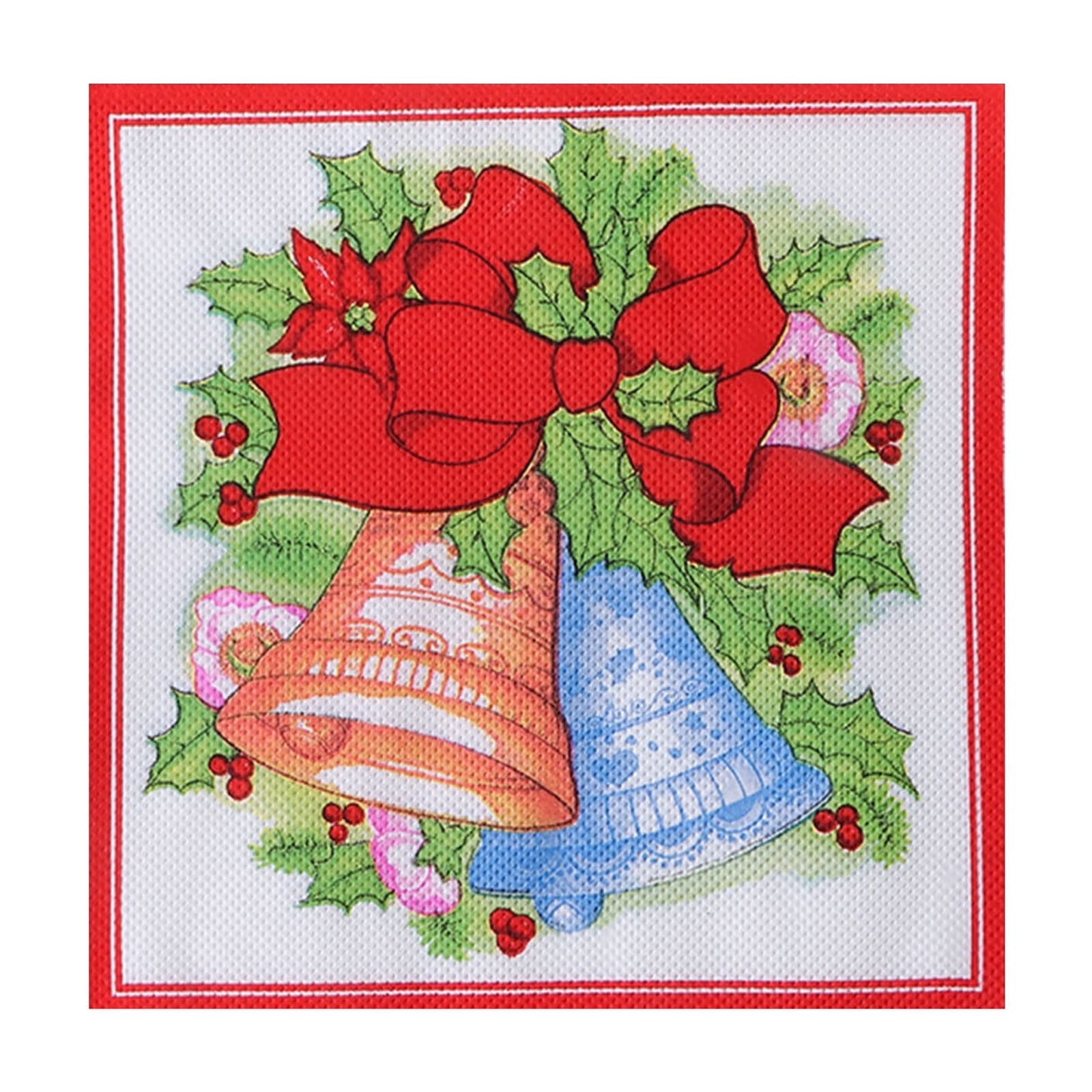 Merry Christmas Napkin, Red Bow Bells Wreath, Dessert Paper, Red Border ...