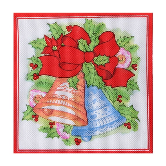 Merry Christmas Napkin, Red Bow Bells Wreath, Dessert Paper, Red Border ...