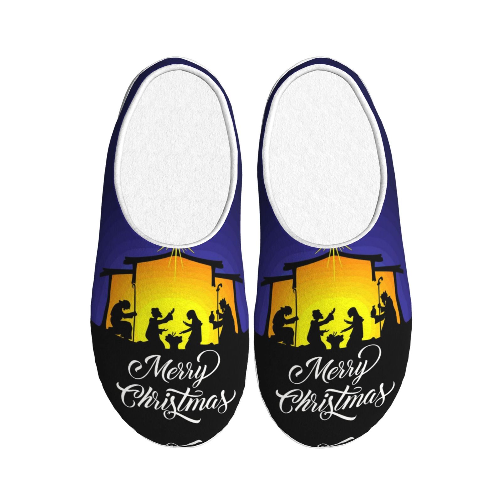 Merry Christmas Nativity Jesus Holy Night Slipper Cotton House Slippers ...