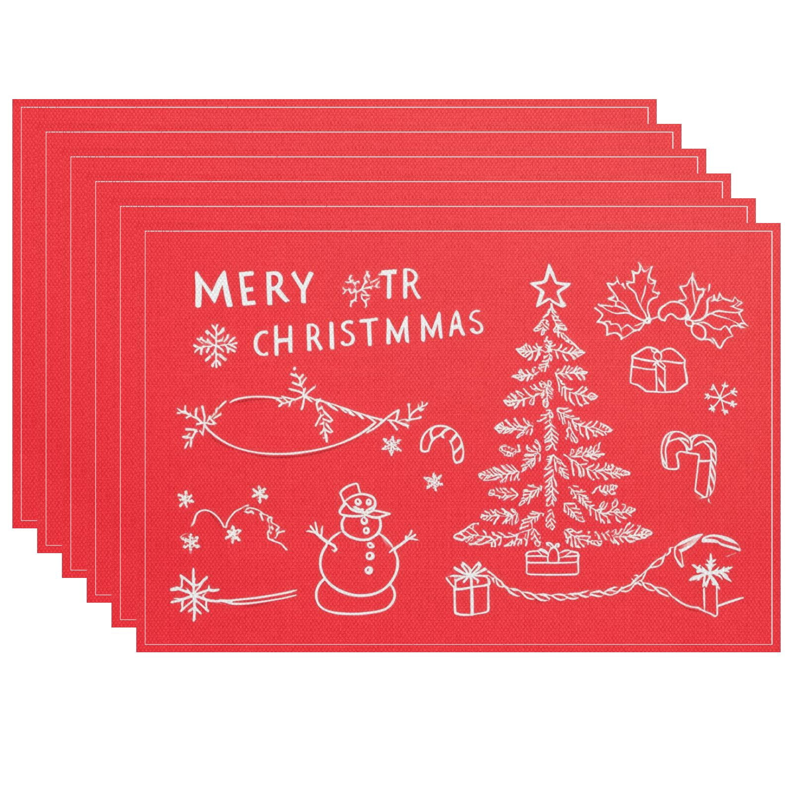 Merry Christmas Non-Slip Placemats for Kitchen Restaurant Dining Table ...