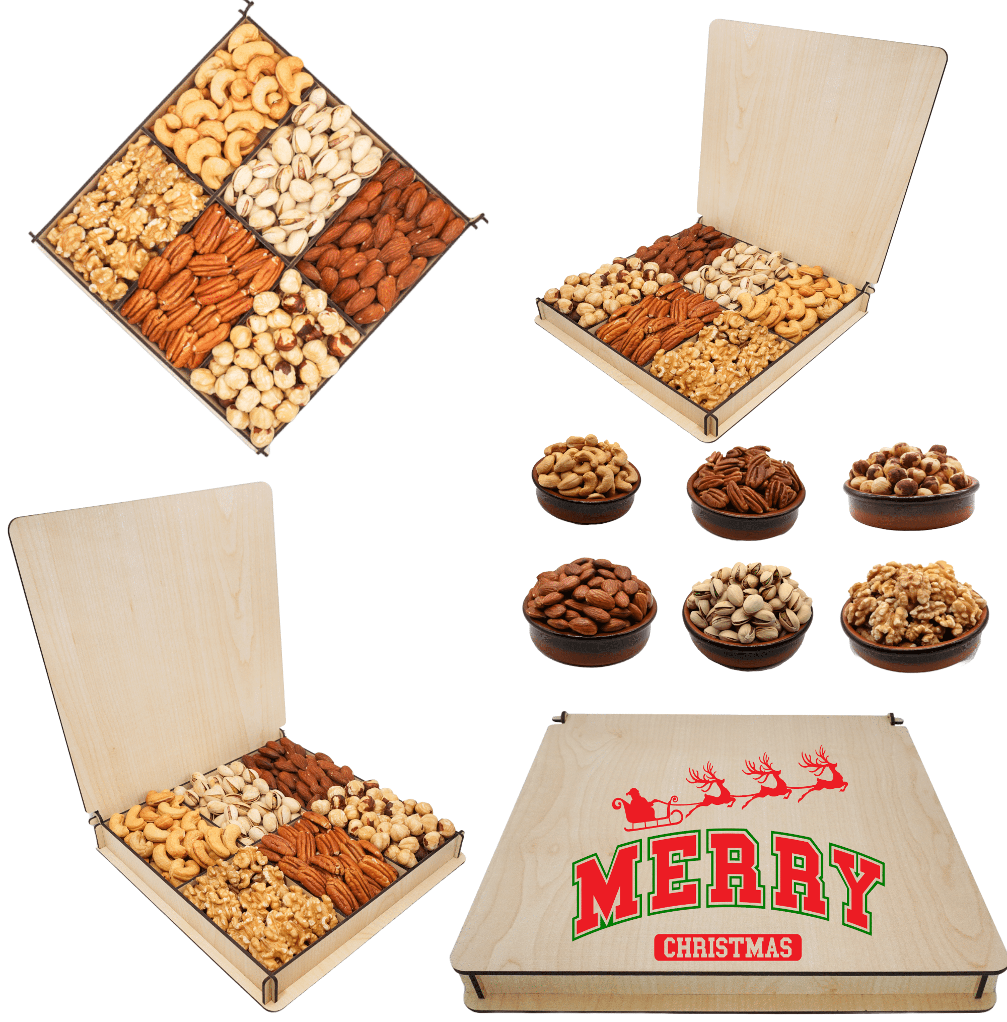 Merry Christmas Nuts Gift Basket, Gourmet Food Holiday, Customer Gift Boxes, Secret Garden's ...