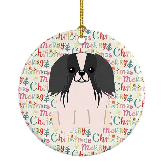 Merry Christmas Pekingese Black White Ceramic Ornament 2.8 in x 2.8 in ...
