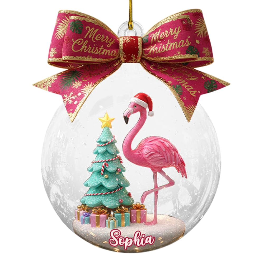 Merry Christmas - Personalized Flamingo Ornament Bauble Flamingo Gifts ...
