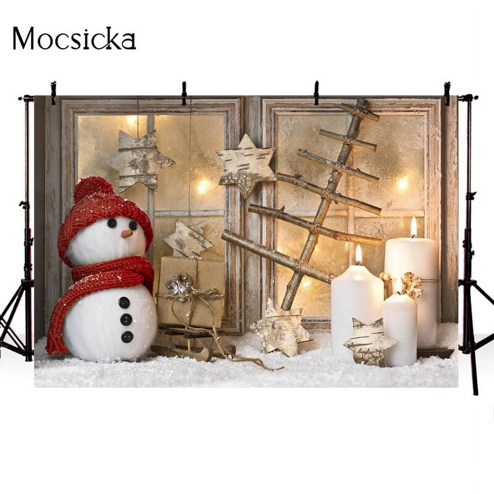 Merry Christmas Photography Background Window Snowman Snowflake ...
