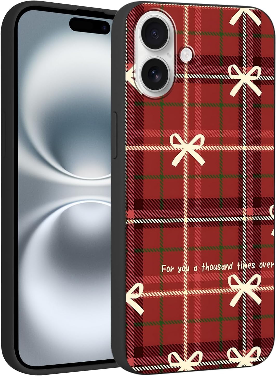 Merry Christmas Plaid Phone Case for iPhone 16 Plus 6.7", Cute Xmas ...