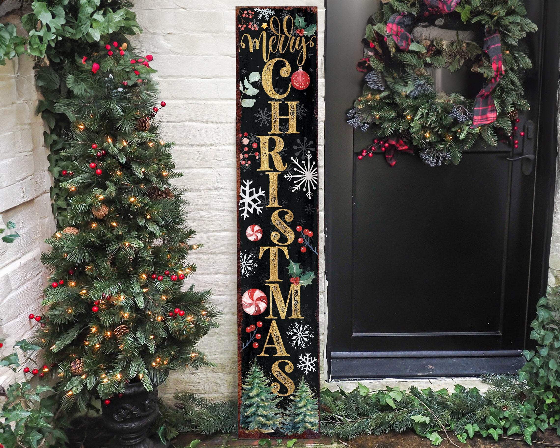 Merry Christmas Porch Sign | Modern Farmhouse Welcome Sign | Front ...