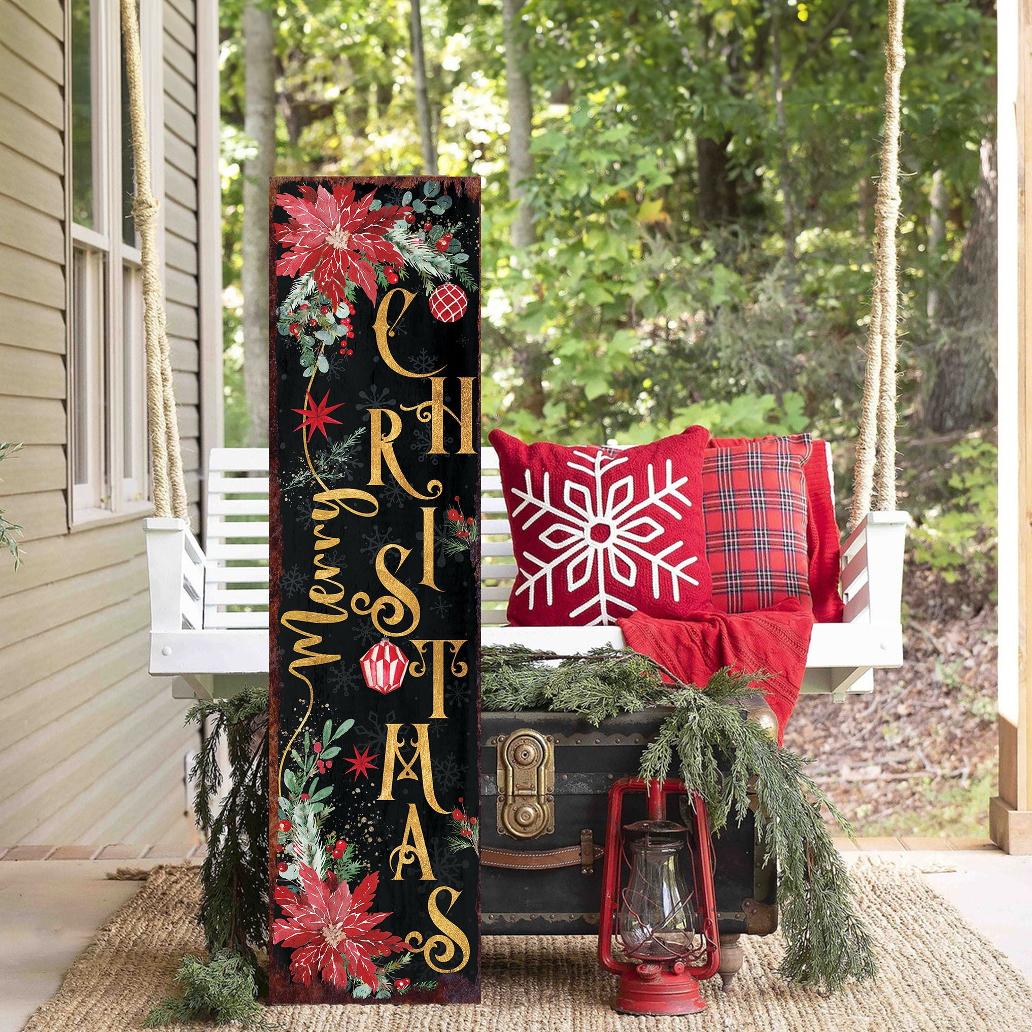 Merry Christmas Porch Sign | Rustic Farmhouse Entryway Decor - Walmart.com