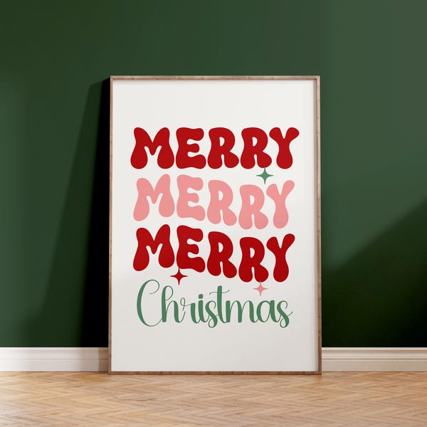 Merry Christmas Poster, Winter Holiday Wall Art, Christmas Home Decor ...