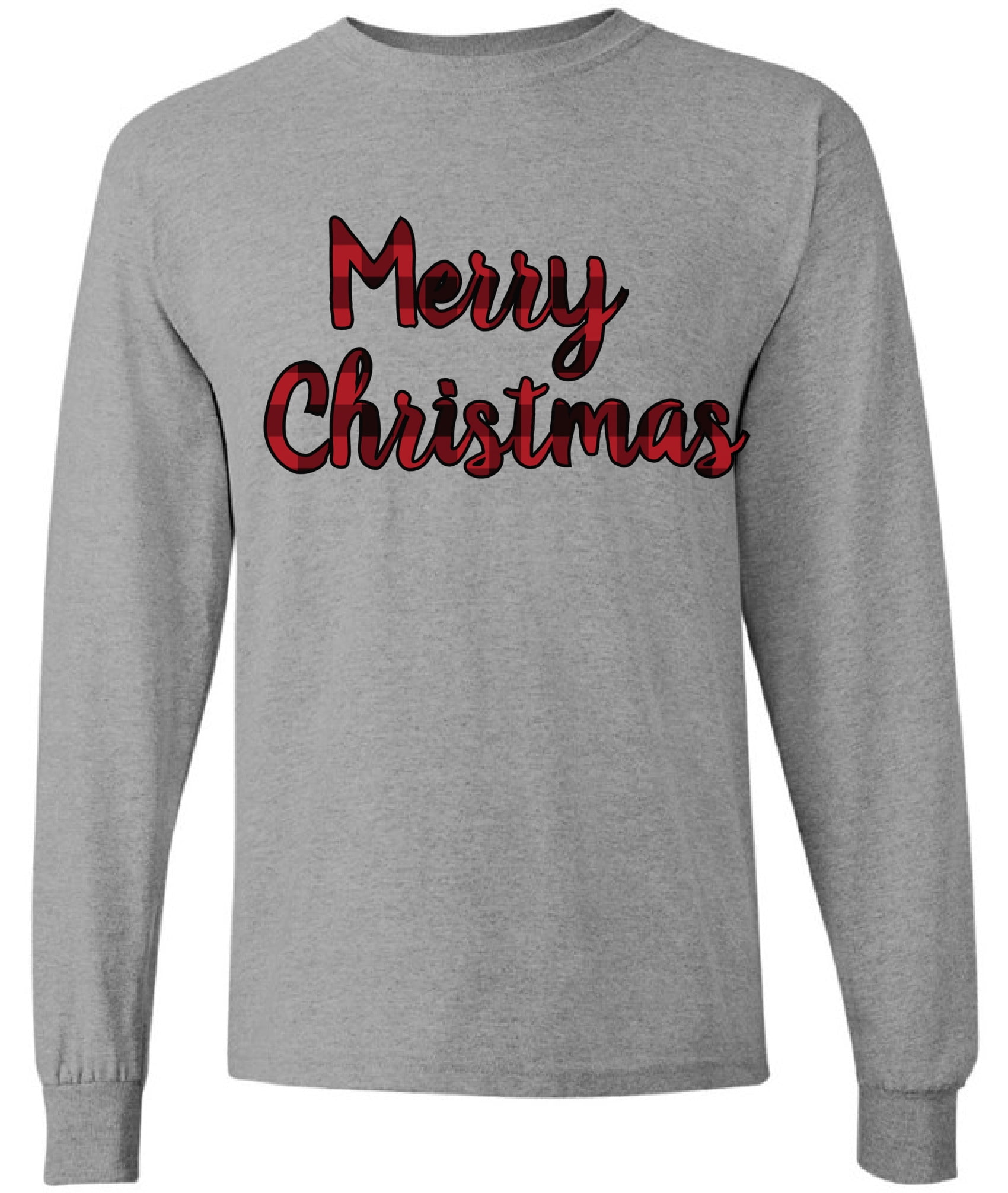 Merry Christmas Red Print Men's Long Sleeve T-Shirt - Ugly Xmas Tee ...