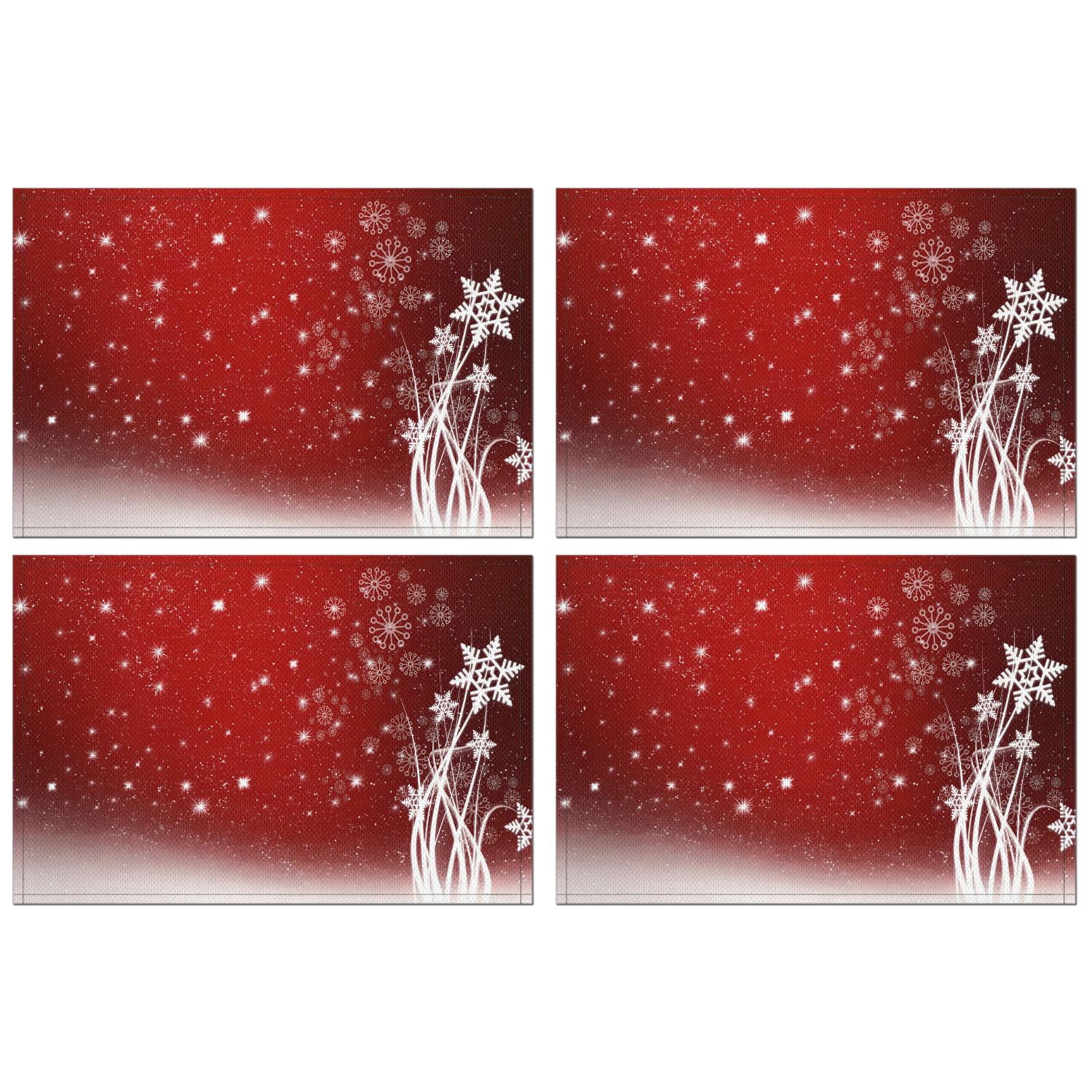 Merry Christmas Red Snowflake 4 Pc Set-Placemats Set Heat-resistant ...