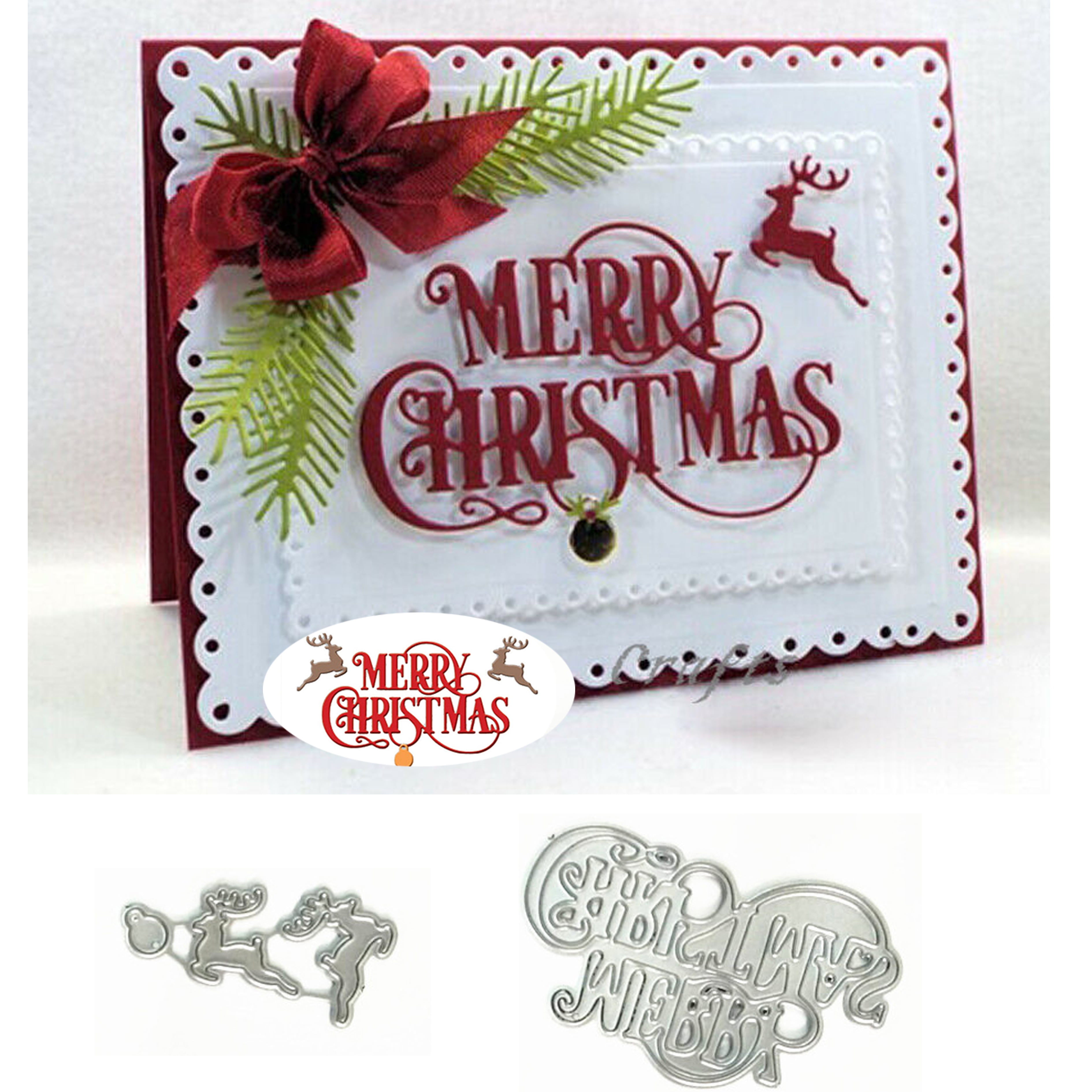Merry Christmas Reindeer Metal Cutting Die Cuts, Merry Christmas ...