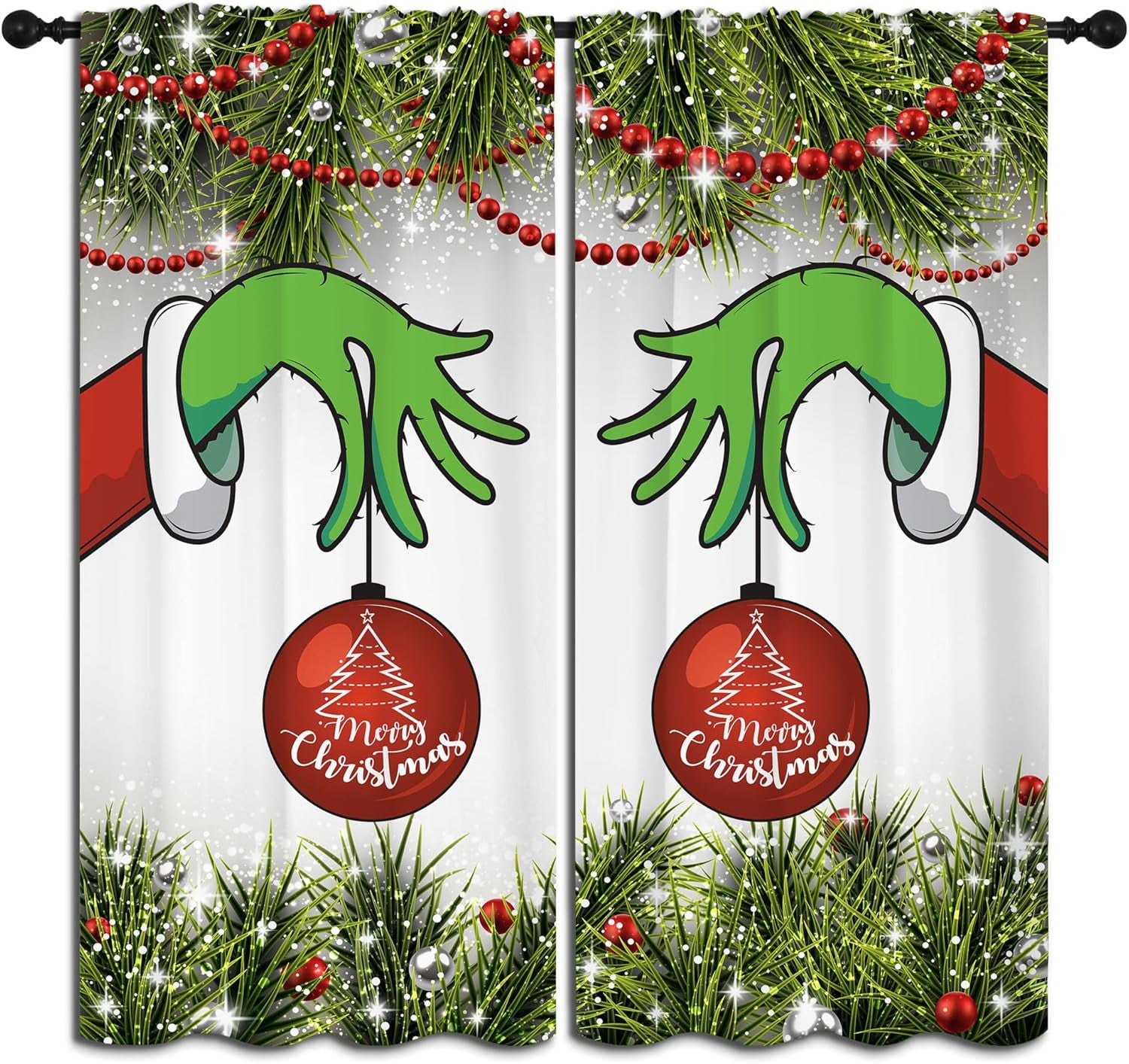 Merry Christmas Rod Pocket Blackout Curtains for Boy Girl Bedroom ...