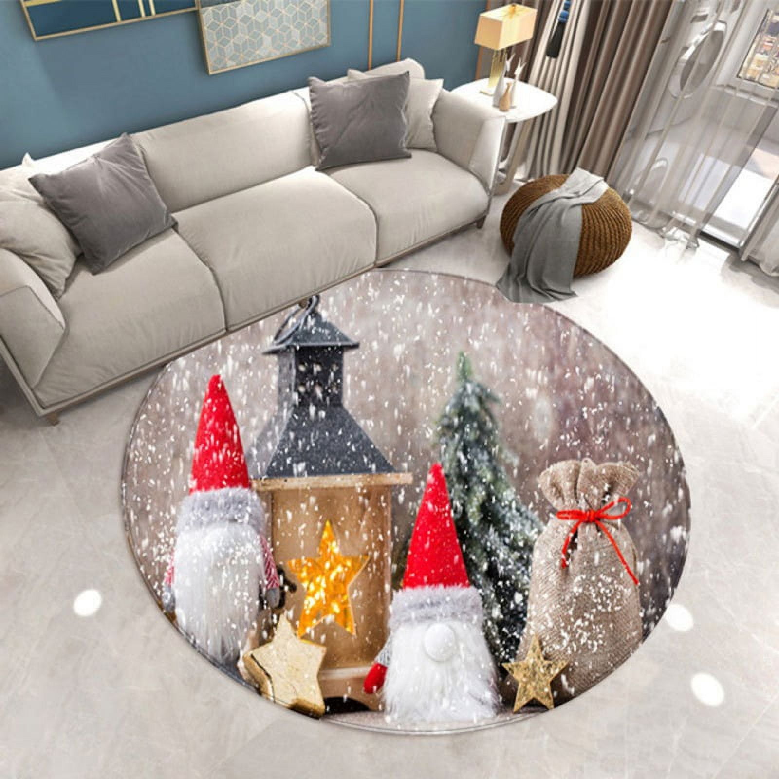Merry Christmas Round Area Rug Decoration Non-Slip Rugs Xmas Decoration ...