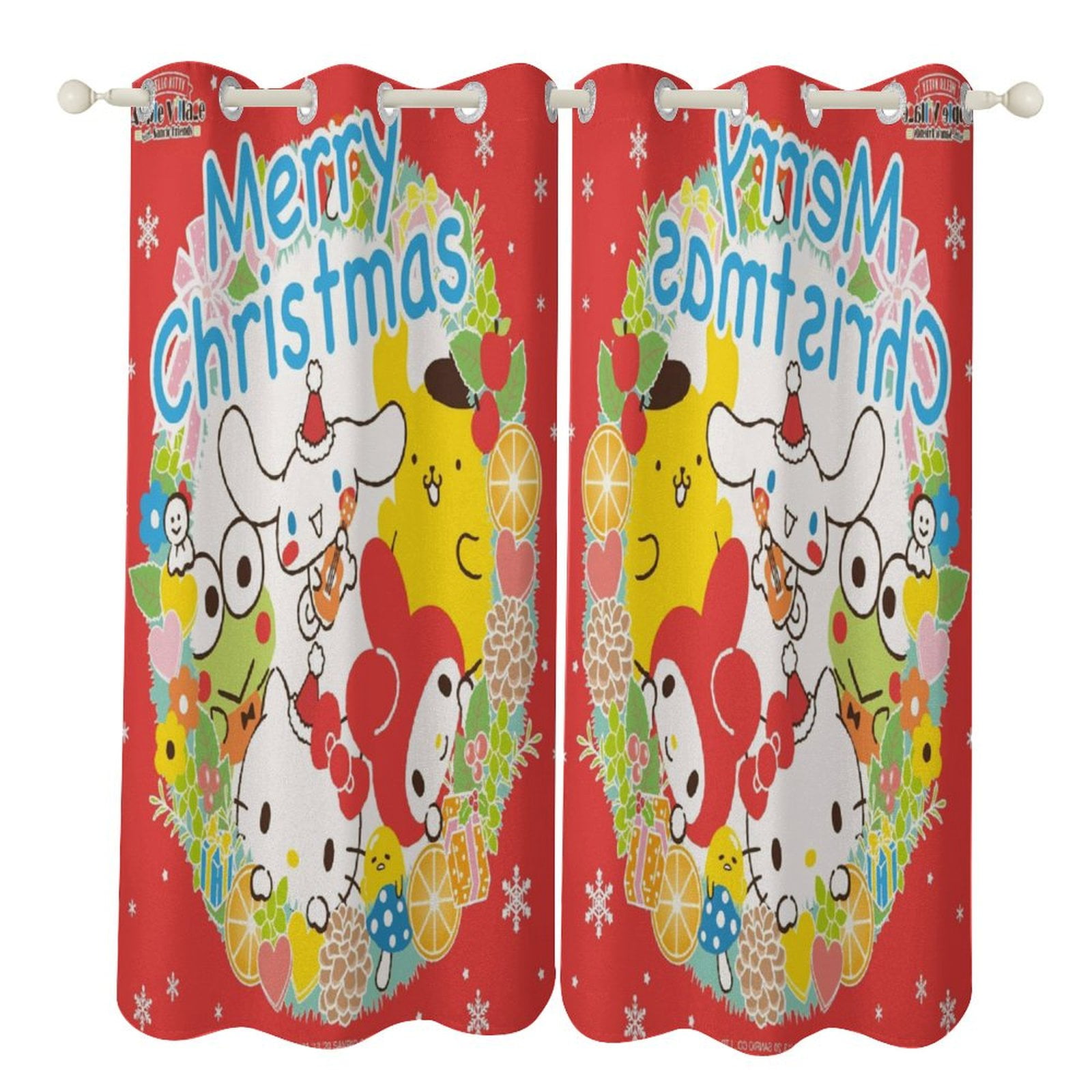 Merry Christmas Sanrio-Kuromi Melody Hello-Kitty Blackout Curtains for ...