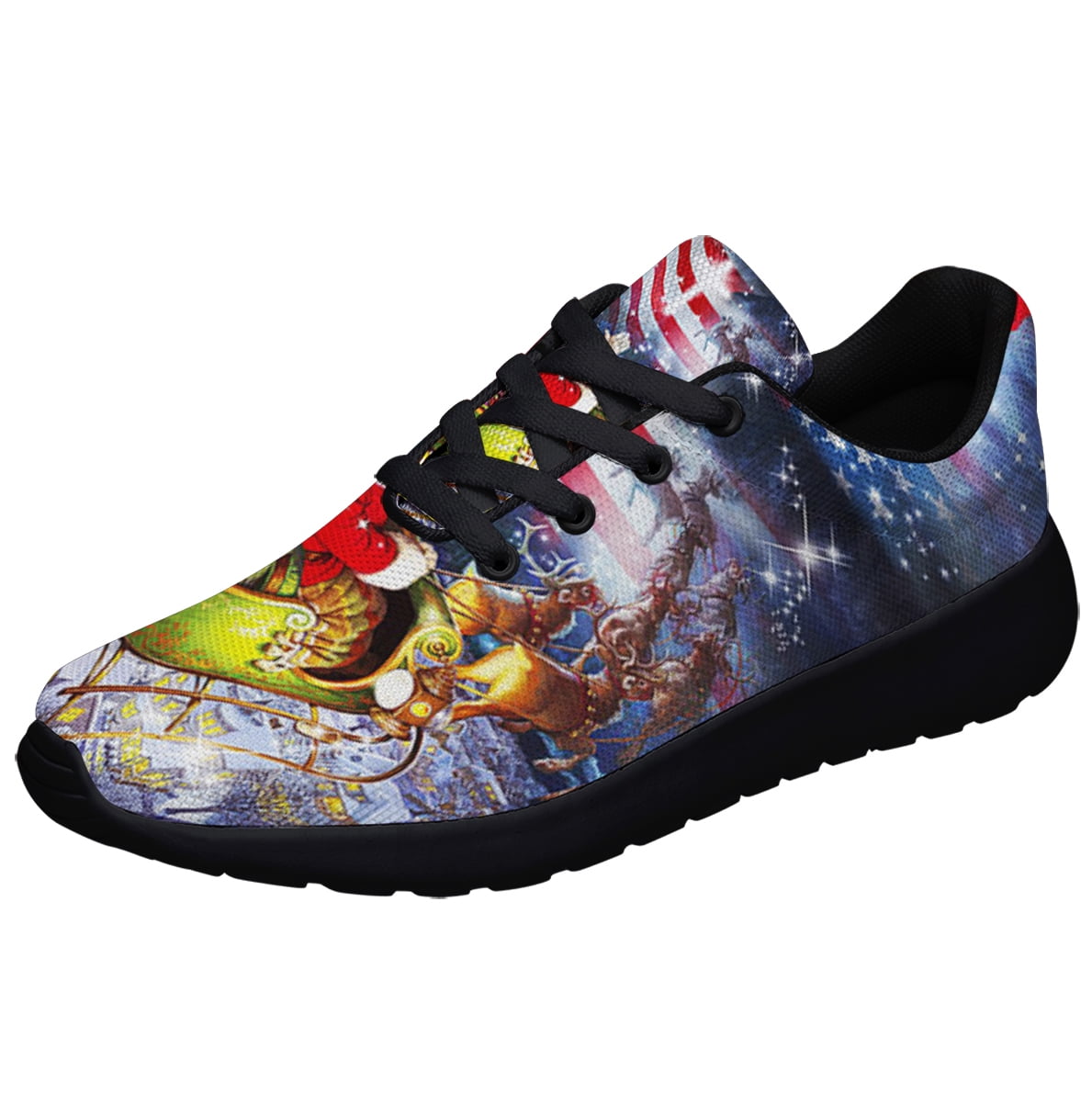 Merry Christmas Santa Claus American flag Shoes Sneakers for Women Men ...