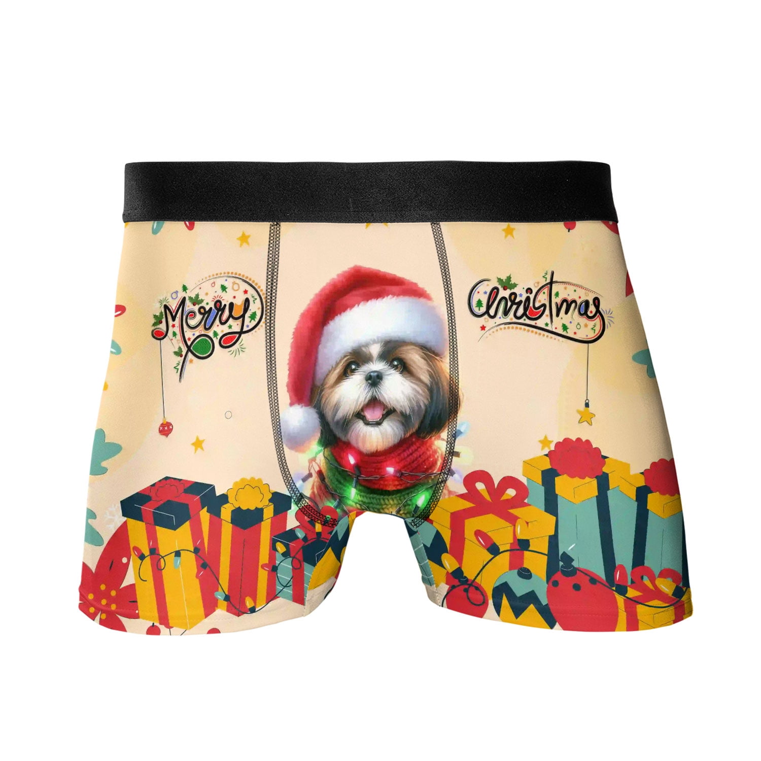 Merry Christmas Santa Shih Tzu Scarf Twinkling Lights Xmas Holiday All ...