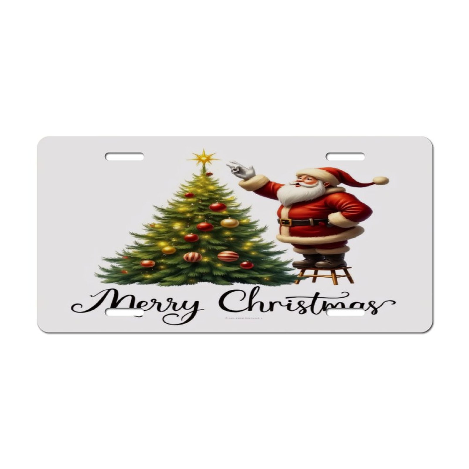Merry Christmas Santa Tree License Plate Lightweight Aluminum ...