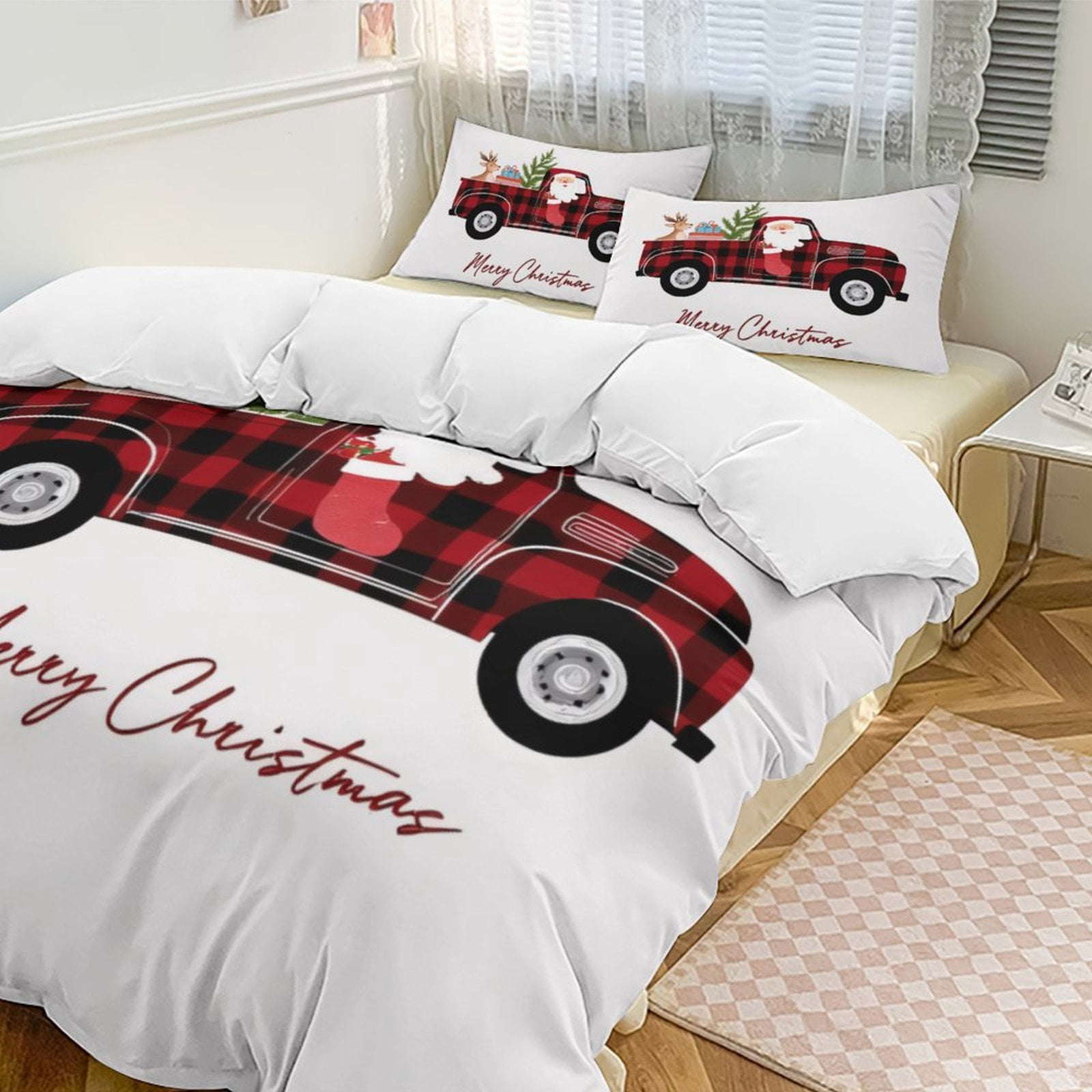 Merry Christmas Santa Truck Print 3D Duvet Cover Set Quilt Cover Theme ...