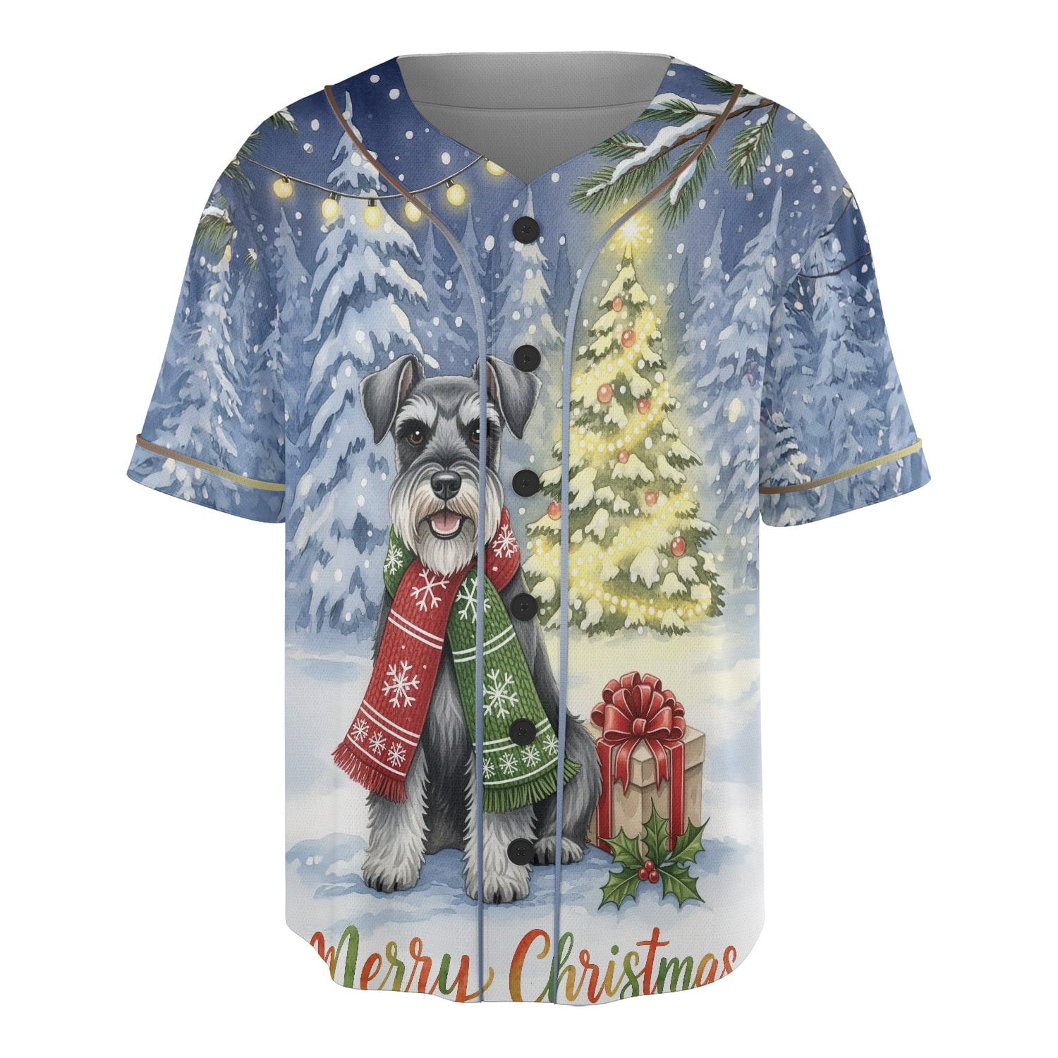 Merry Christmas Schnauzer Snowy Winter with Gifts Tree Decorations All ...