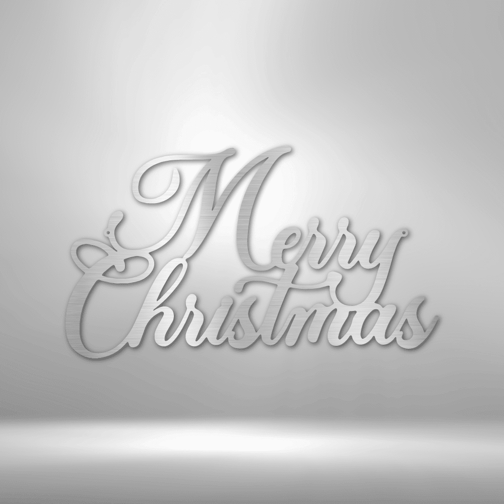 Merry Christmas Script Steel Sign Laser Cut Powder Coated Home & Office ...