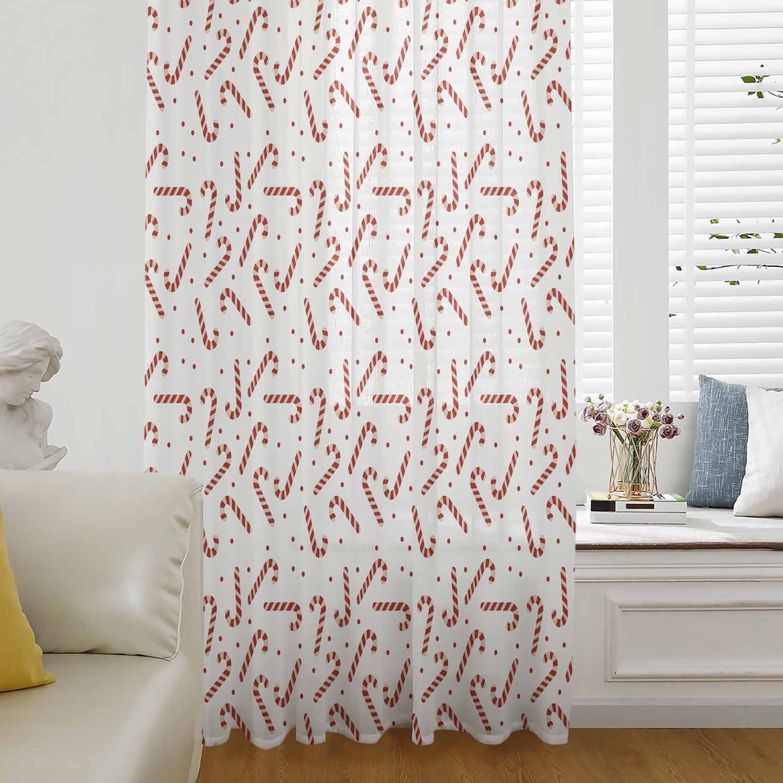 Merry Christmas Semi Sheer Curtains Drapes for Living Room, Bedroom ...