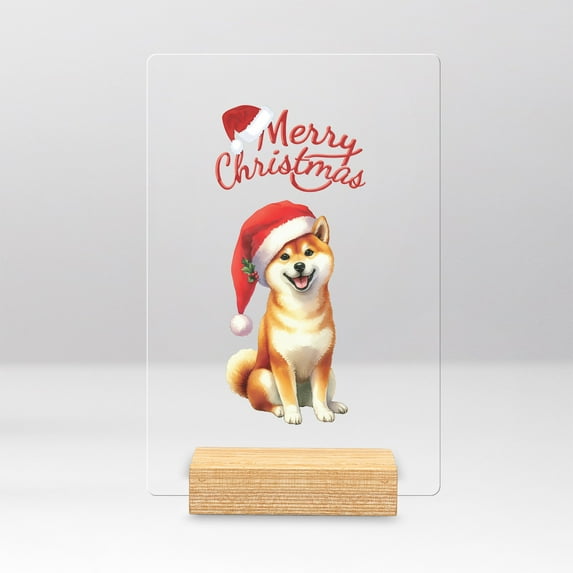 Merry Christmas Shiba Inu Santa Hat Xmas Tree Winter Holiday Acrylic ...