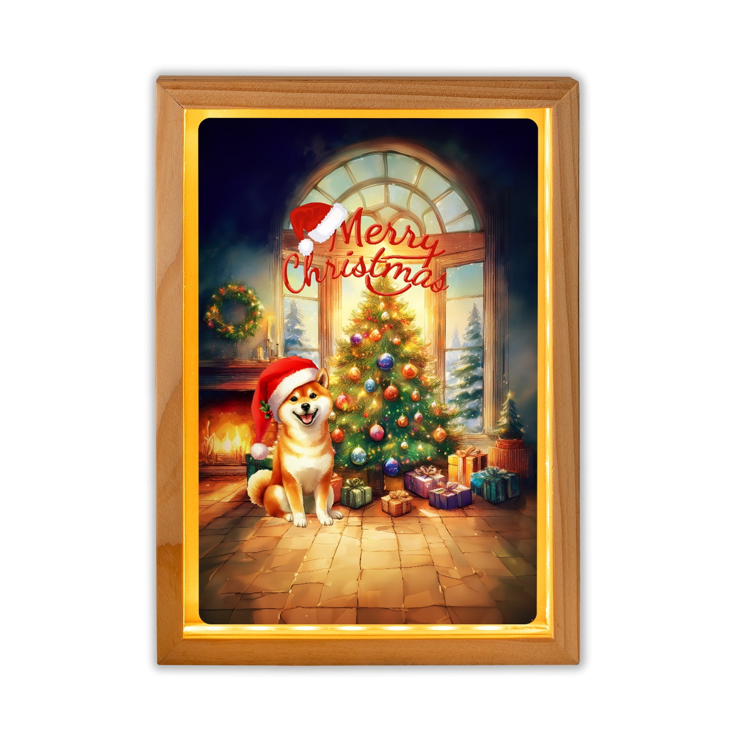 Merry Christmas Shiba Inu Santa Hat Xmas Tree Winter Holiday Acrylic ...