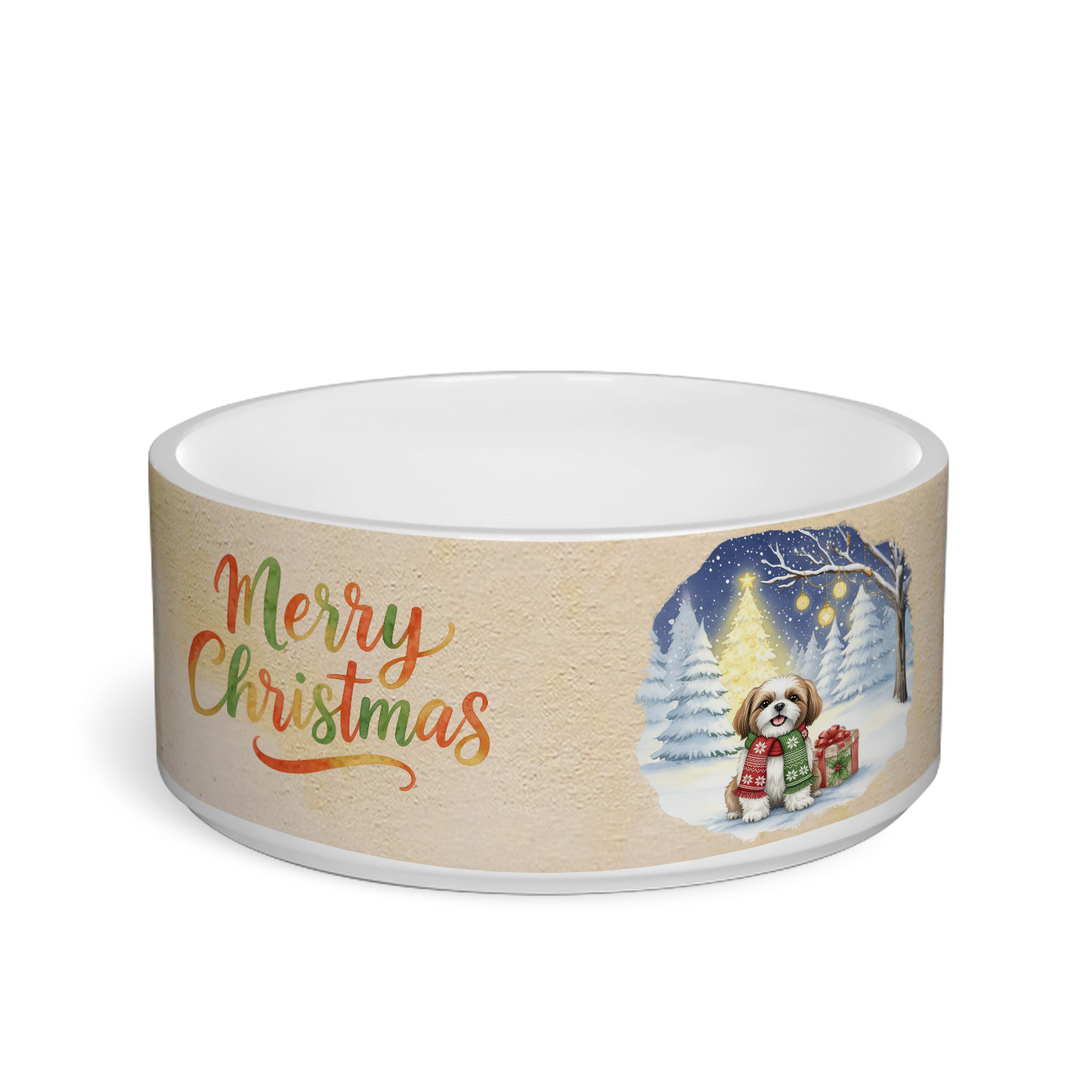 Merry Christmas Shih Tzu Snowy Winter with Gifts Tree Decorations ...
