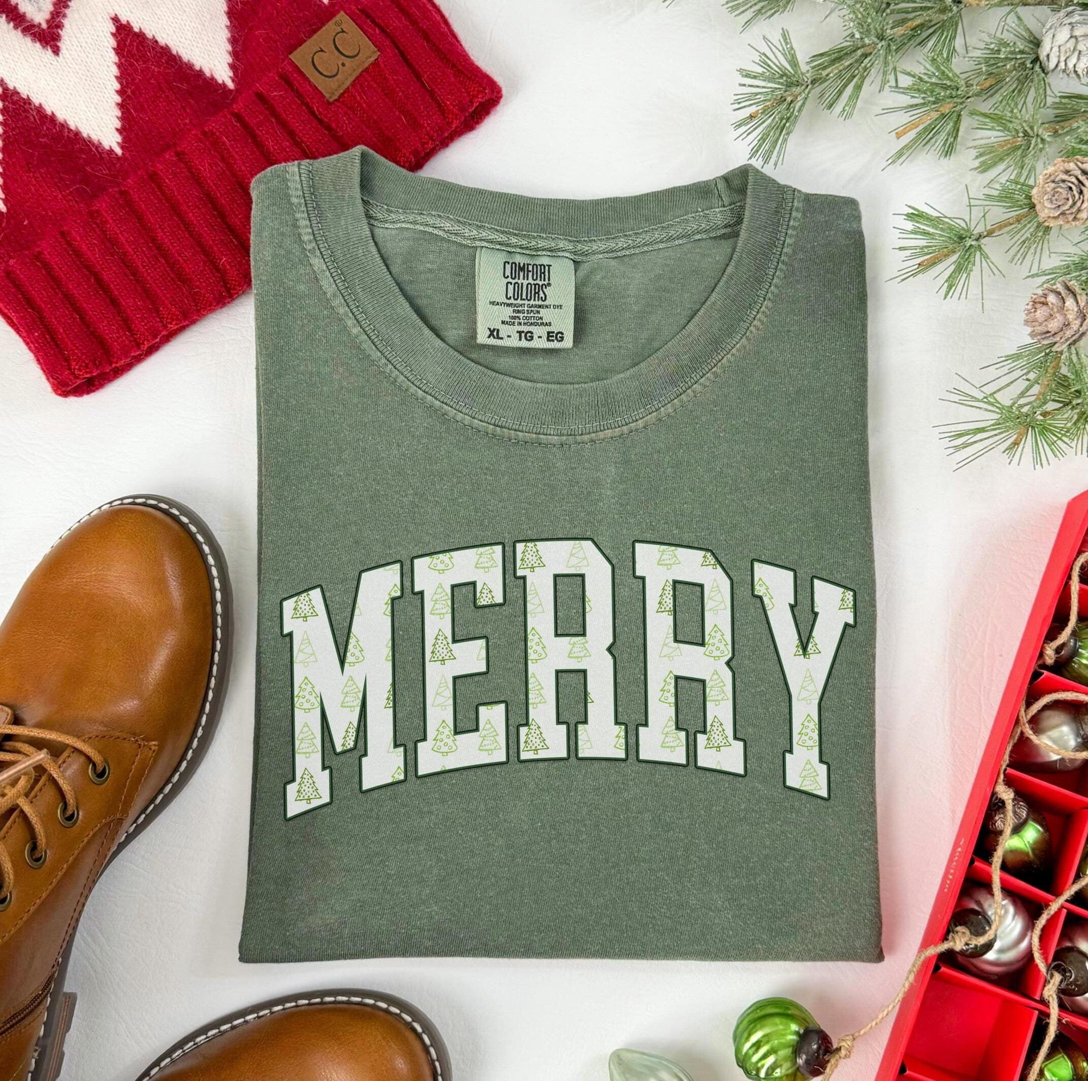 Merry Christmas Shirt, Christmas Shirts, Merry T-Shirt, Christmas Crewneck, Cute Winter Sh ...
