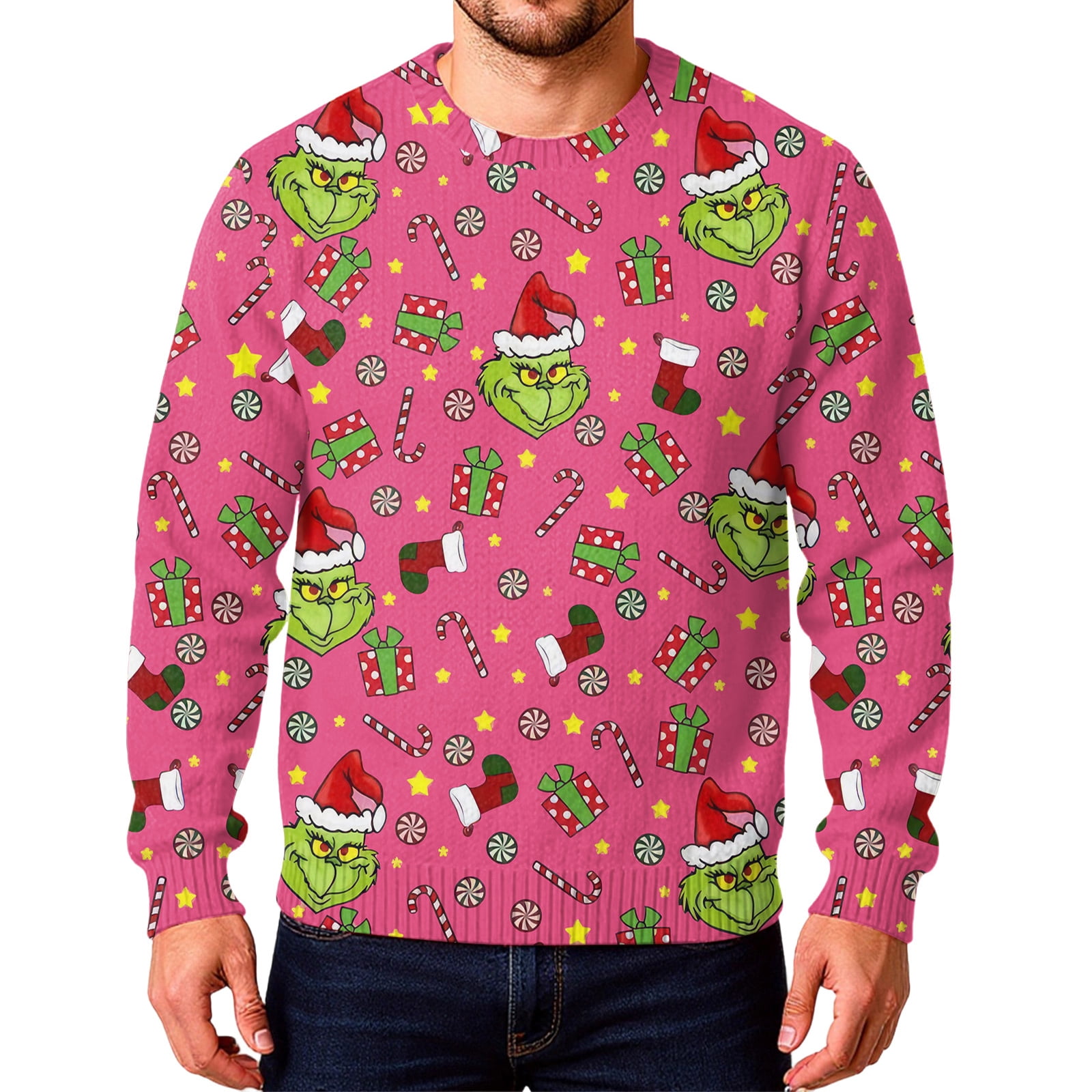 Merry Christmas Shirt Merry Sweater Men Pink XL - Walmart.com