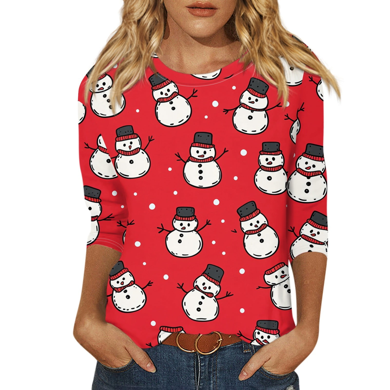 Merry Christmas Shirts Women Christmas Tops for Women Cute Xmas Printed ...