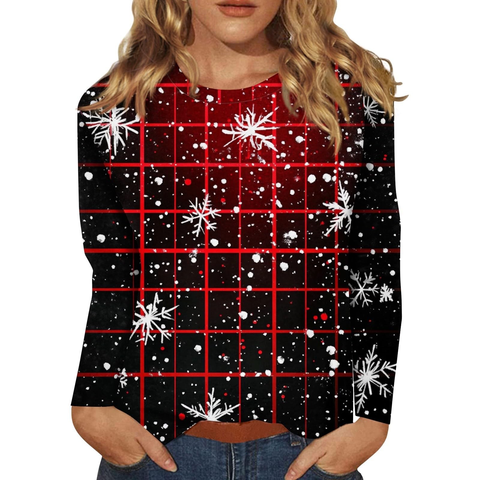 Merry Christmas Shirts for Women 2025 Fashion Xmas Snowflake Graphic ...