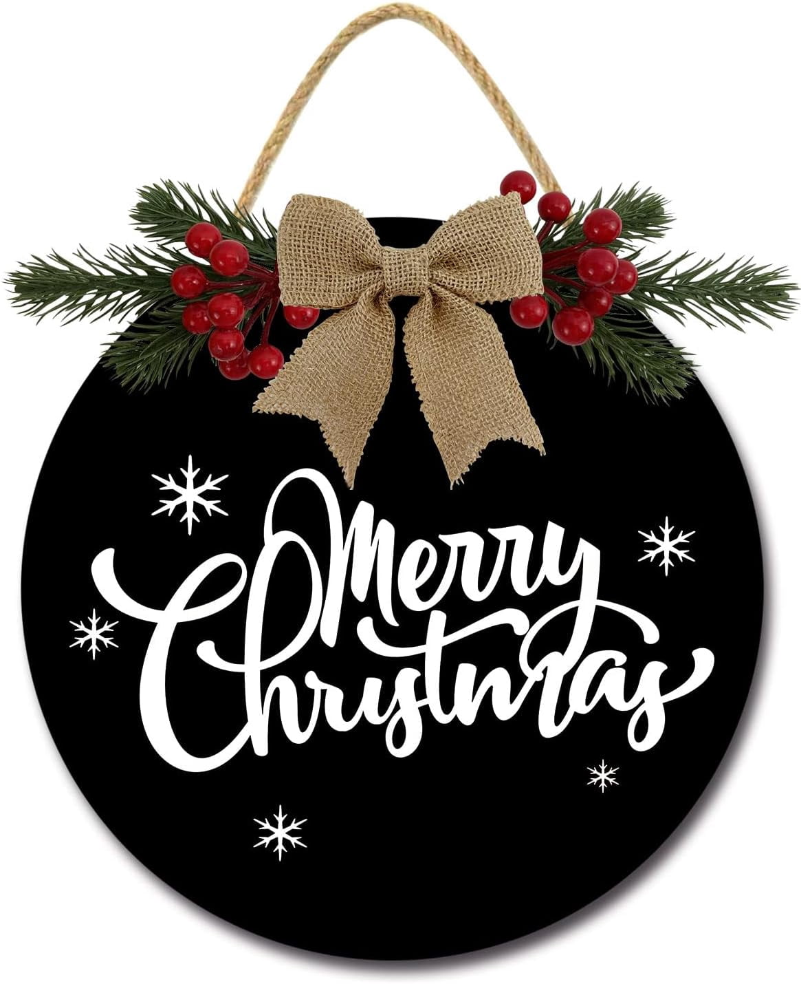 Merry Christmas Sign Decoration Door Decor Wooden Hanging Welcome Sign ...