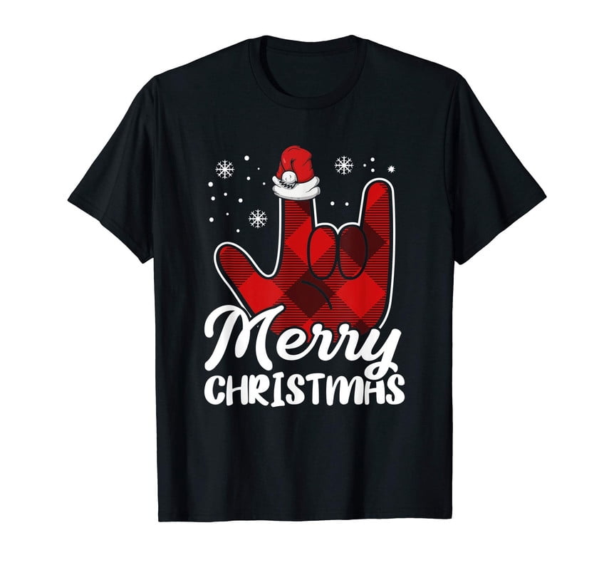 Merry Christmas Sign Language ASL Santa Hat T-Shirt - Walmart.com