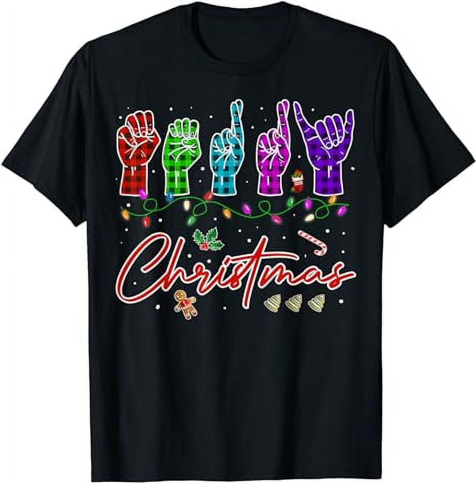 Merry Christmas Sign Language ASL Santa Hat T-Shirt - Walmart.com