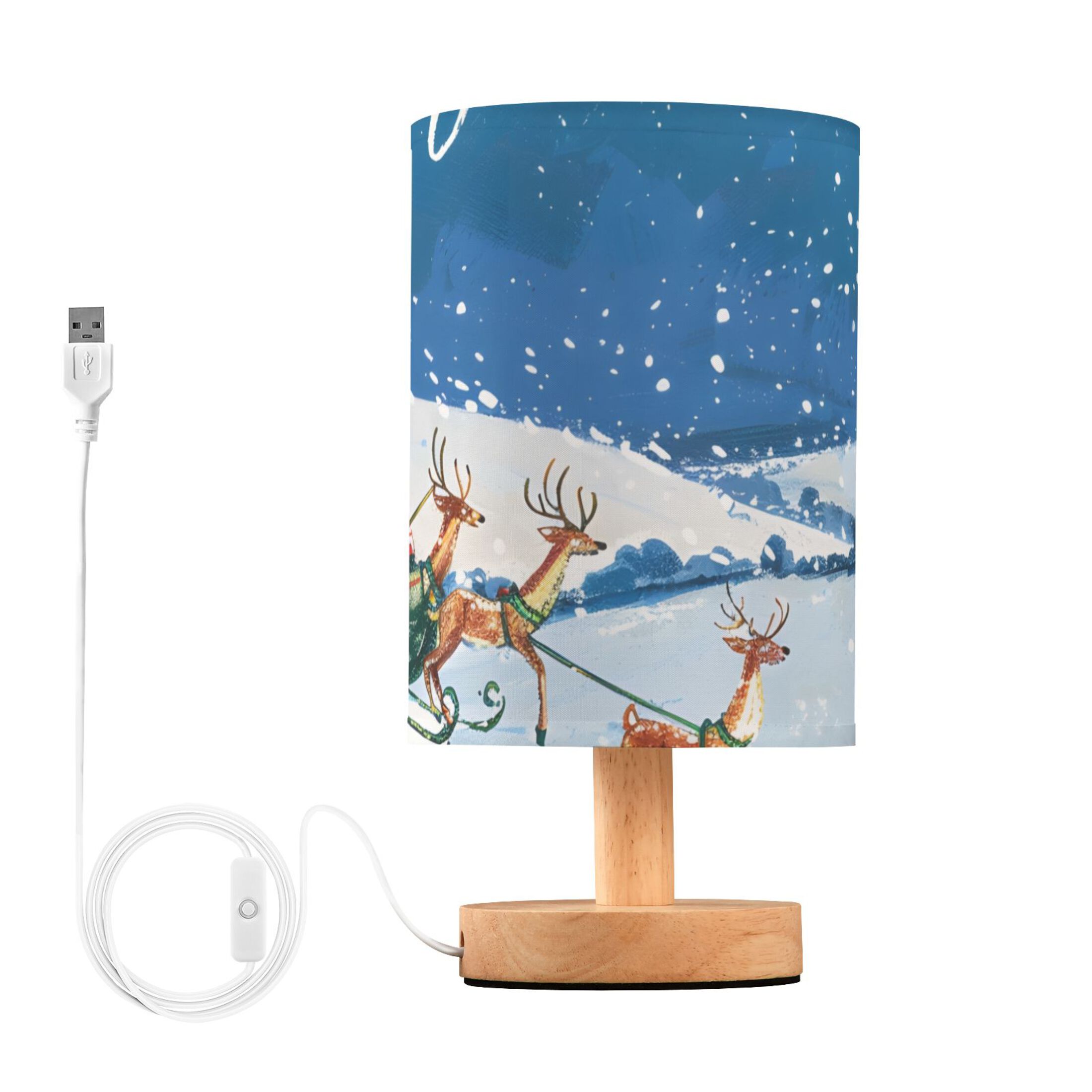 Merry Christmas Snow Table Lamp USB Bedside Desk Nightstand Lamp ...
