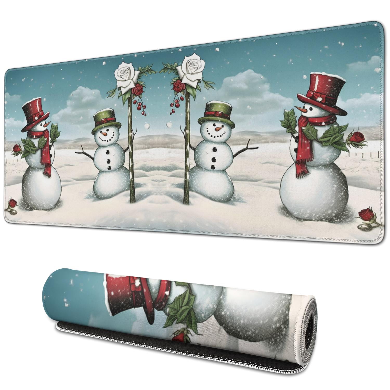 Merry Christmas Snowman Large Gaming Mouse Pad Extended Mousepad Gaming ...