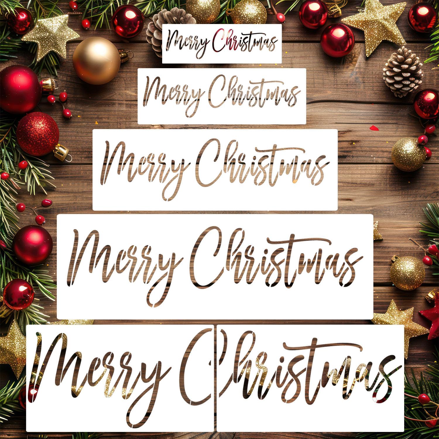 Merry Christmas Stencils for Painting Reusable Christmas Word Stencils ...