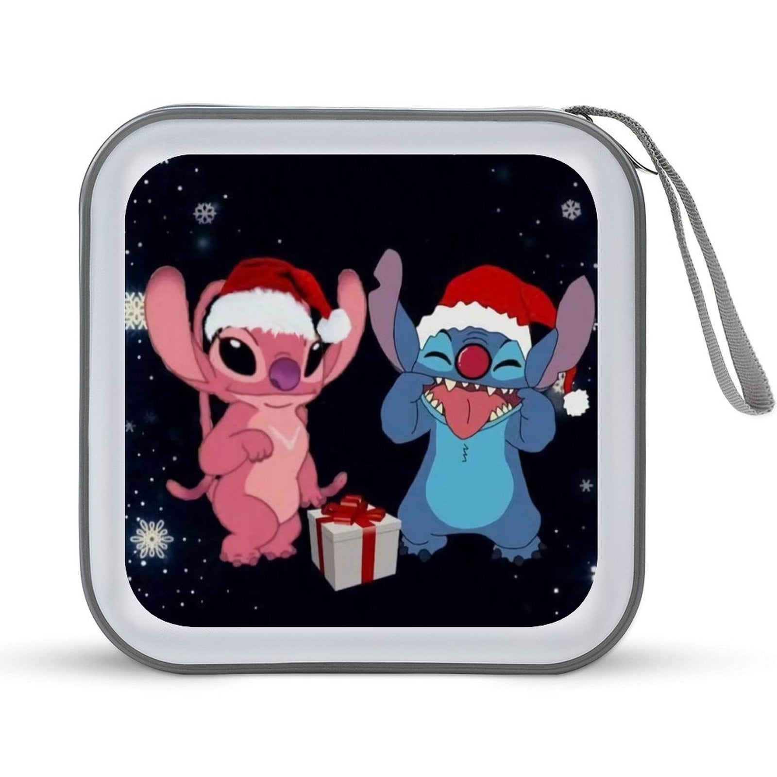 Merry Christmas Stitch Angela CD Case, 40 Capacity VCD/DVD Case Holders Wallet Hard Plastic DVD ...