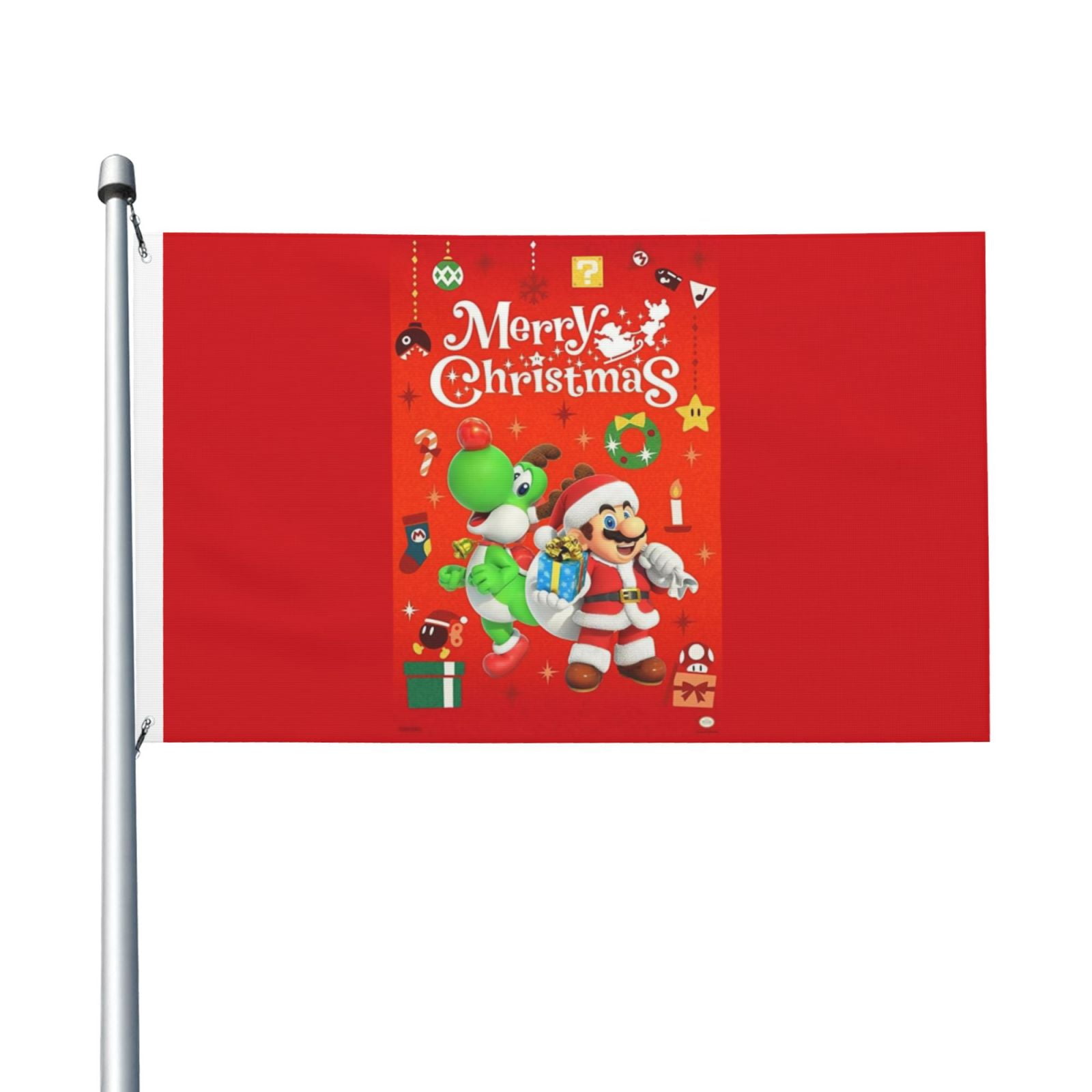 Merry Christmas Super Mario And Yoshi3 3x5ft Face Flag Fade Proof ...