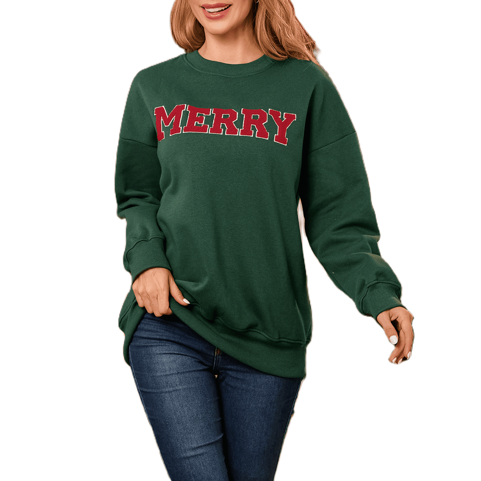 Merry Christmas Sweatshirts for Women Merry Letter Print Sweatshirts ...