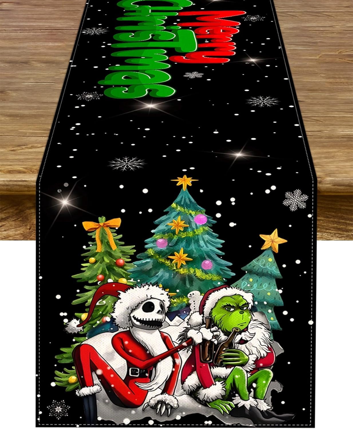 Merry Christmas Table Runner Grinchmas Jack Skellington The Nightmare ...