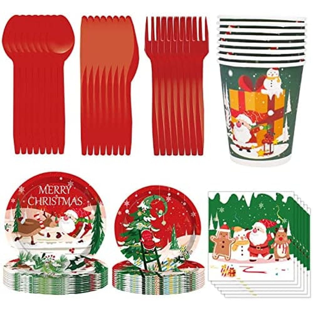 Merry Christmas Theme Tableware Set, Elegant Modern Design Disposable ...